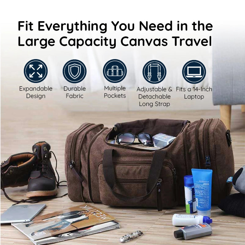 Large Capacity Canvas Travel Duffel Bag | Travel Bag — Wrapango