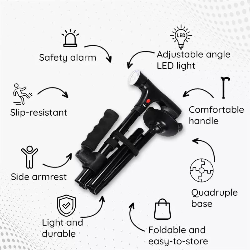 Multi-Functional Foldable LED Walking Cane — Wrapango