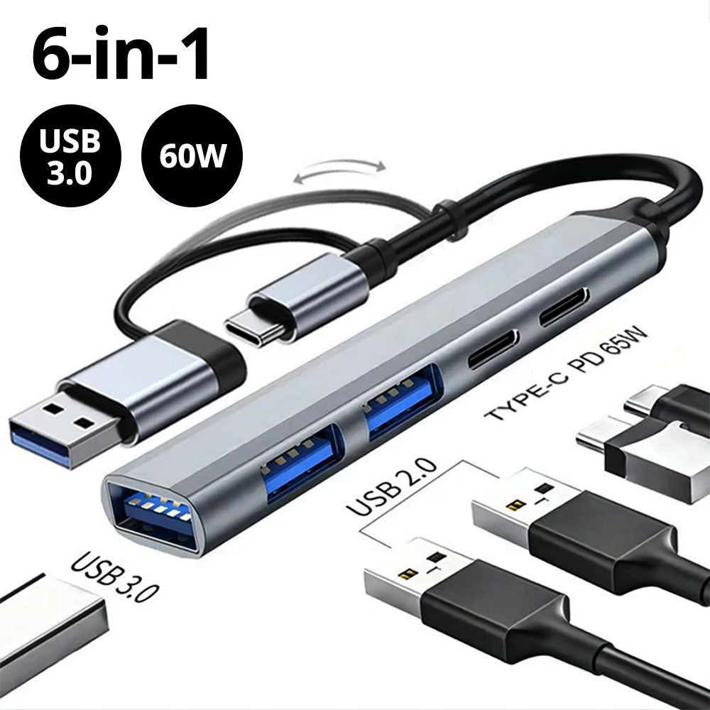 Universal 6-in-1 Multiport Adapter — Wrapango